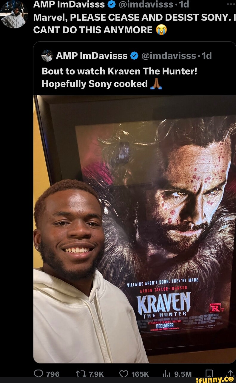 AMP ImDavisss @ @imdavisss- Marvel, PLEASE CEASE AND DESIST SONY. I ...