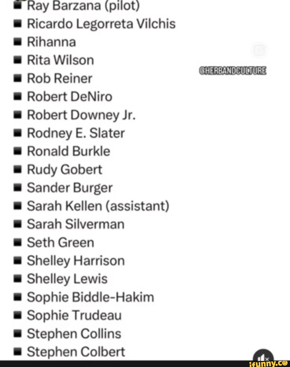 Ray Barzana (pilot) Ricardo Legorreta Vilchis Rihanna Rita Wilson Rob ...
