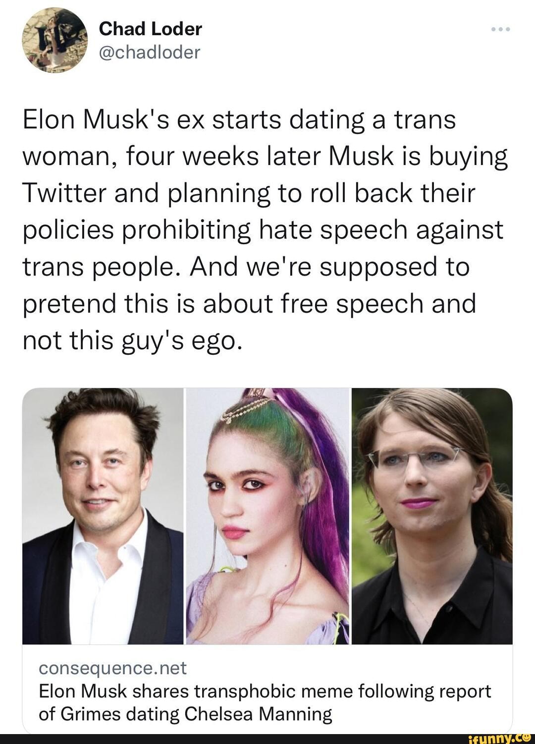 Chad Loder Elon Musk's ex starts dating a trans woman, four weeks later ...