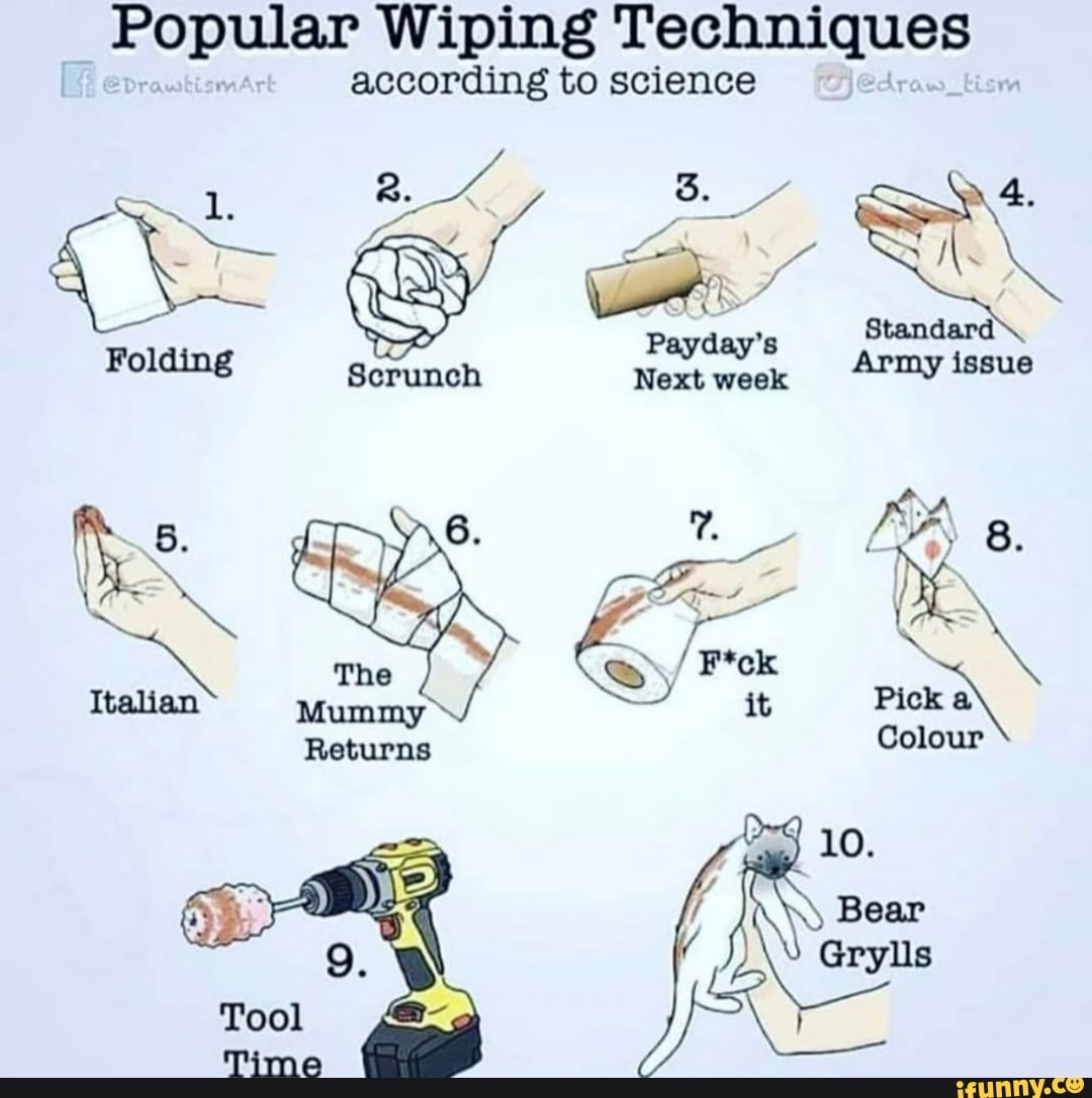 Popular Wiping Techniques according to science - iFunny
