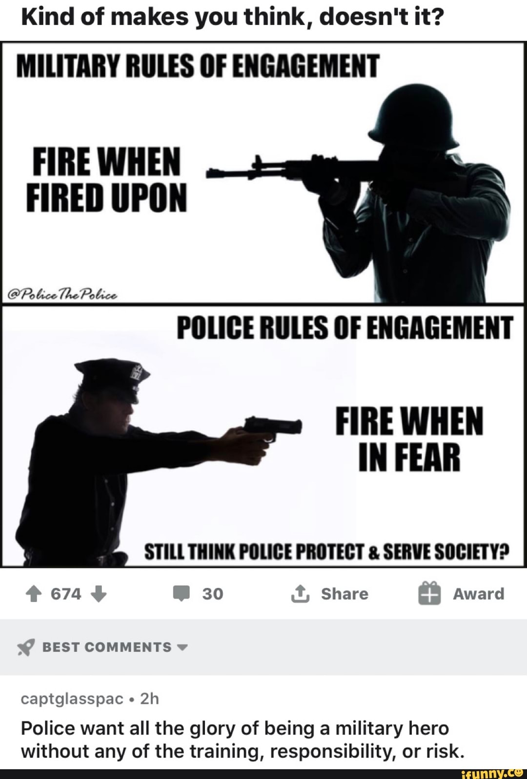 Kind of makes you think, doesn't it? MILITARY RULES OF ENGAGEMENT FIRE ...