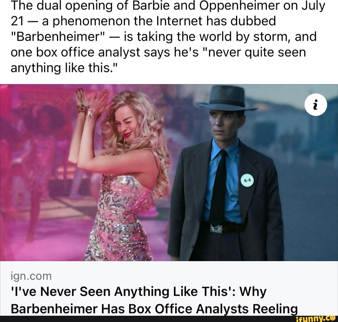 The dual opening of Barbie and Oppenheimer on July 21 - a phenomenon the Internet has dubbed ...