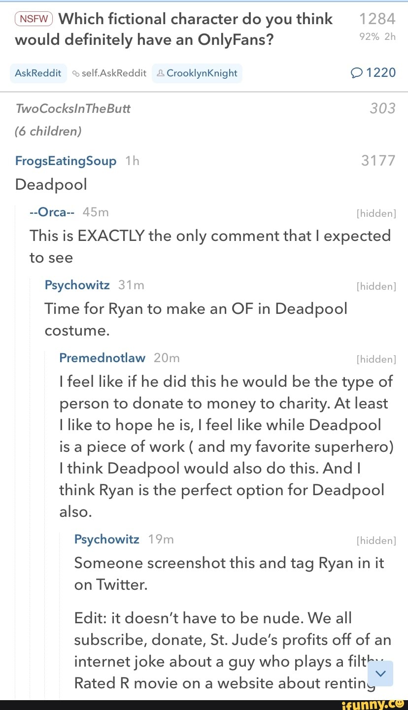 (nsFw) Which fictional character do you think 1284 would definitely ...