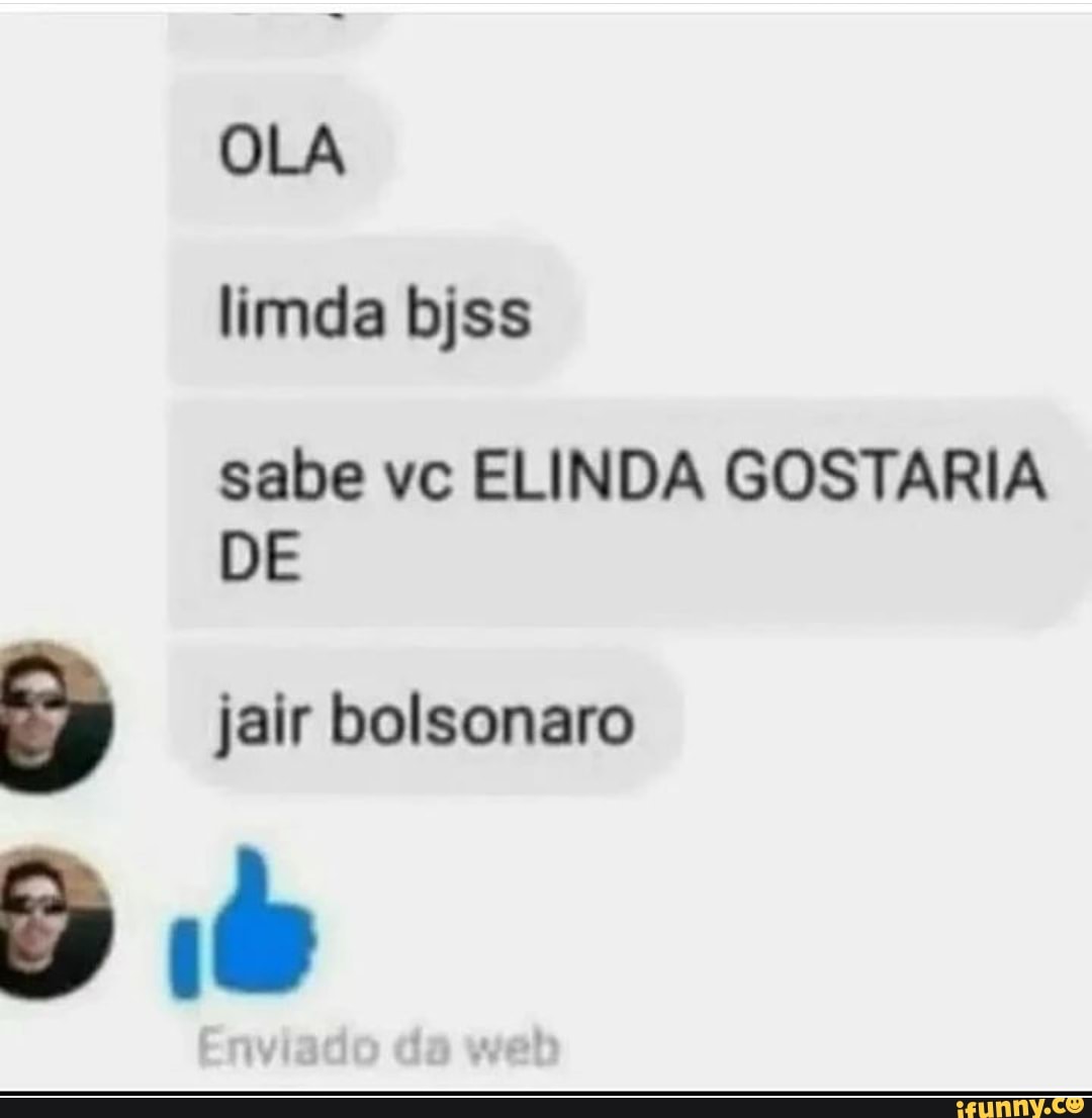 OLA linda bjss sabe vc ELINDA GOSTARIA DE jair bolsonaro - iFunny Brazil