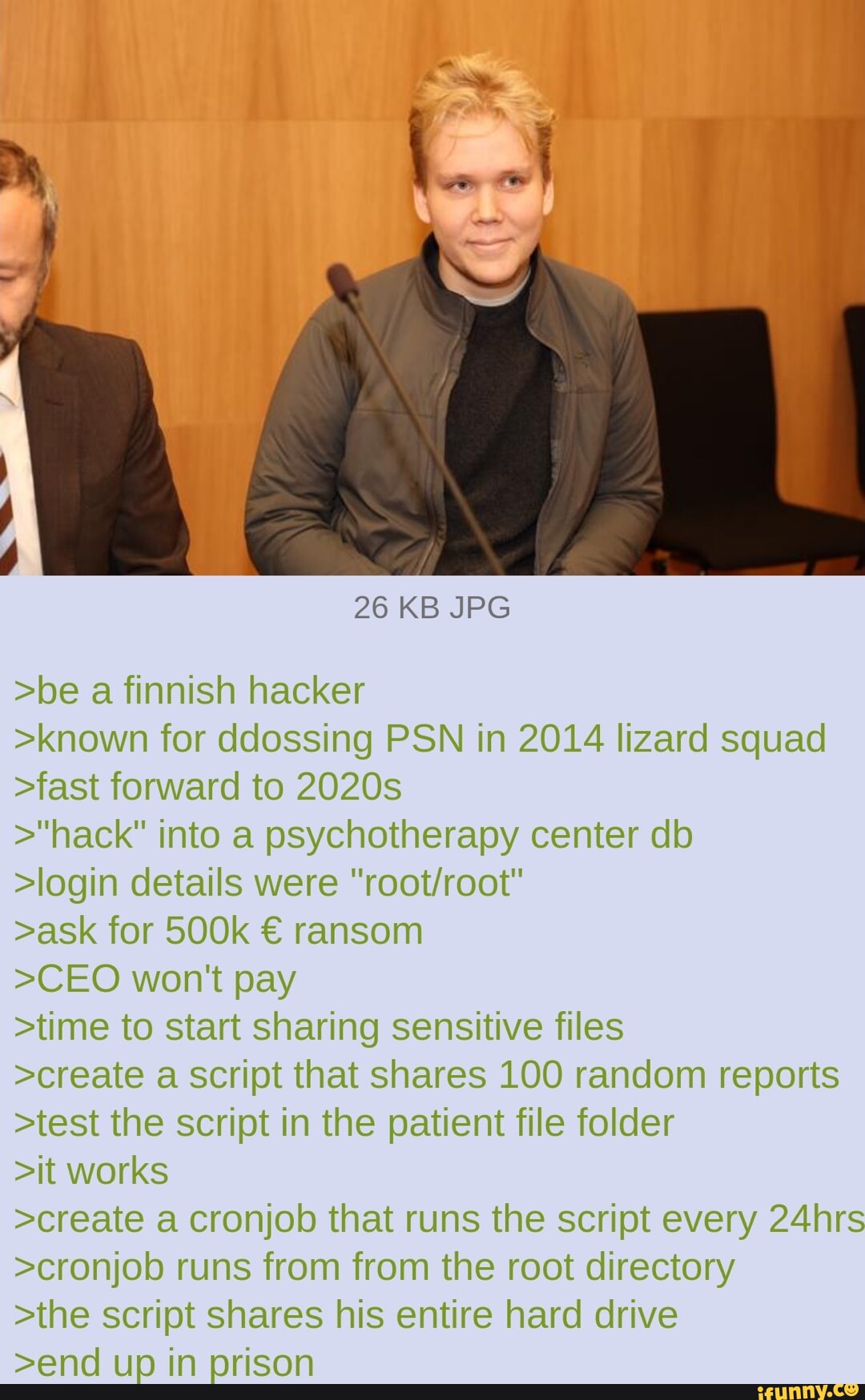 26 KB JPG >be a finnish hacker >known for ddossing PSN in 2014 lizard ...