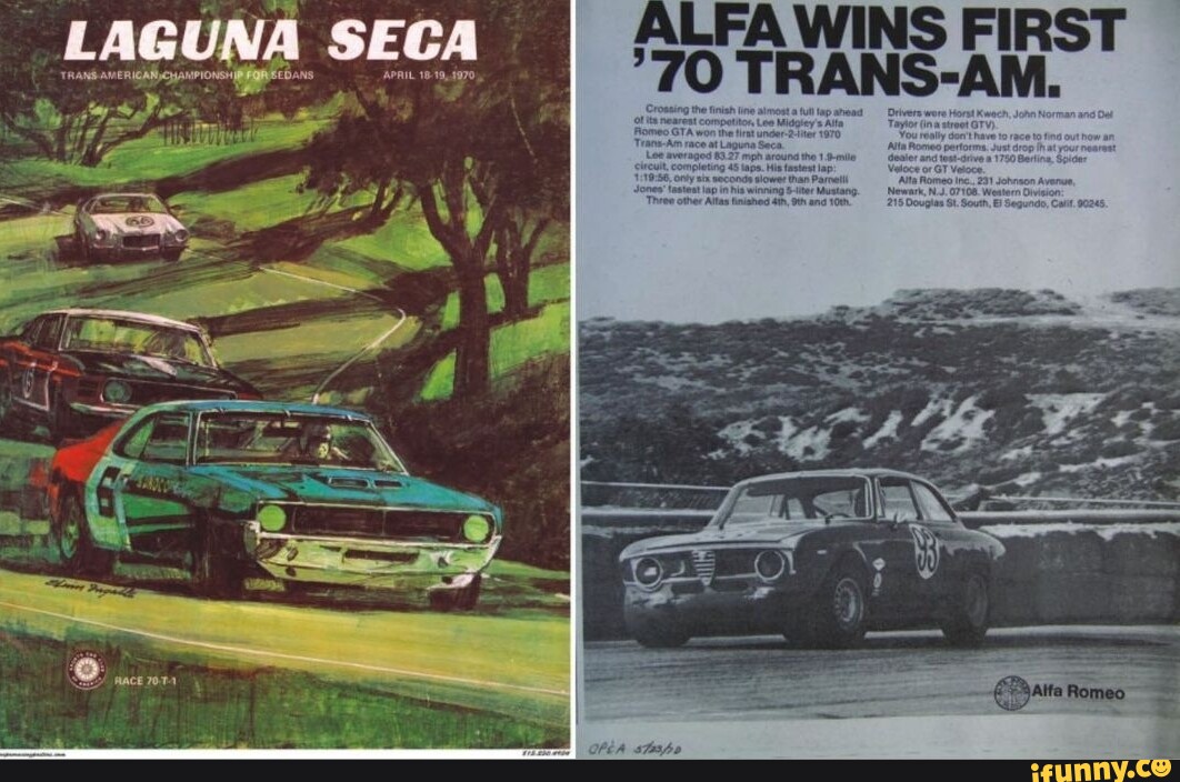 ALFA WINS FIRST 70 TRANS-AM. - iFunny