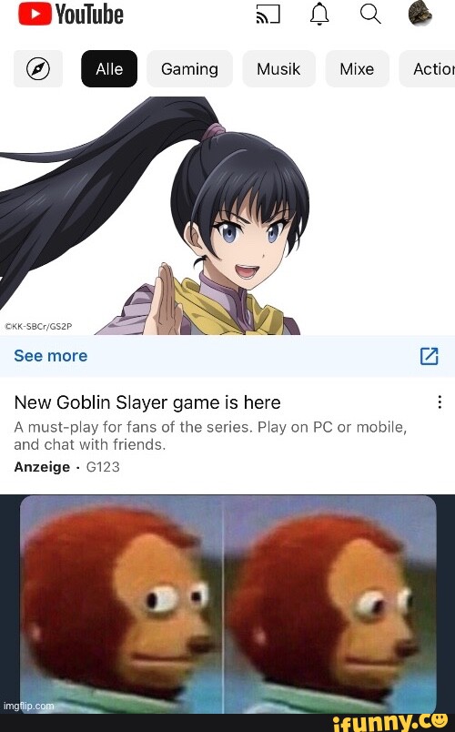 YouTube al Q @ Gaming Musik Mixe Actiol See more New Goblin Slayer game ...