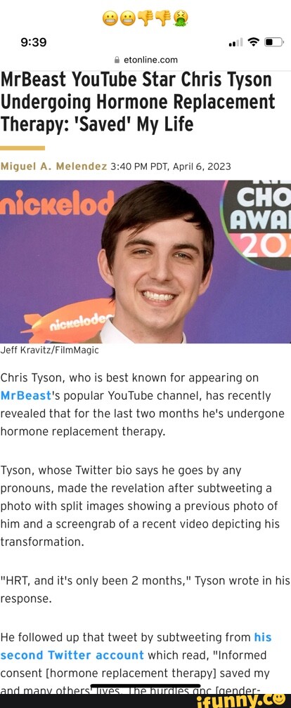 Com MrBeast YouTube Star Chris Tyson Undergoing Hormone Replacement ...