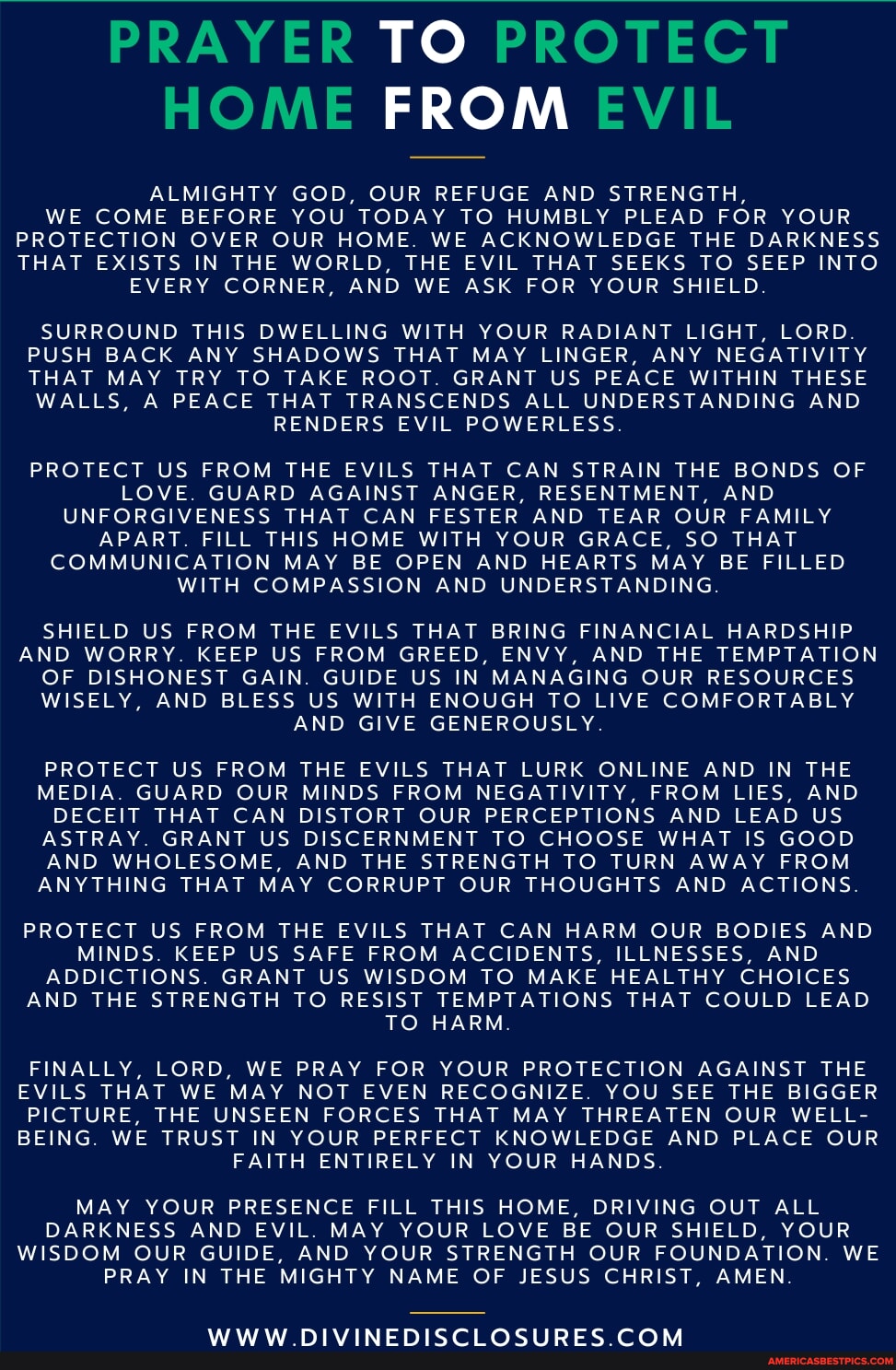 PRAYER TO PROTECT HOME FROM EVIL ALMIGHTY GOD, OUR REFUGE AND STRENGTH ...
