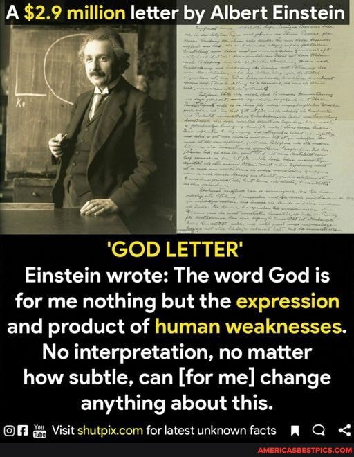 A $2. million letter by Albert Einstein 'GOD LETTER Einstein wrote: The ...