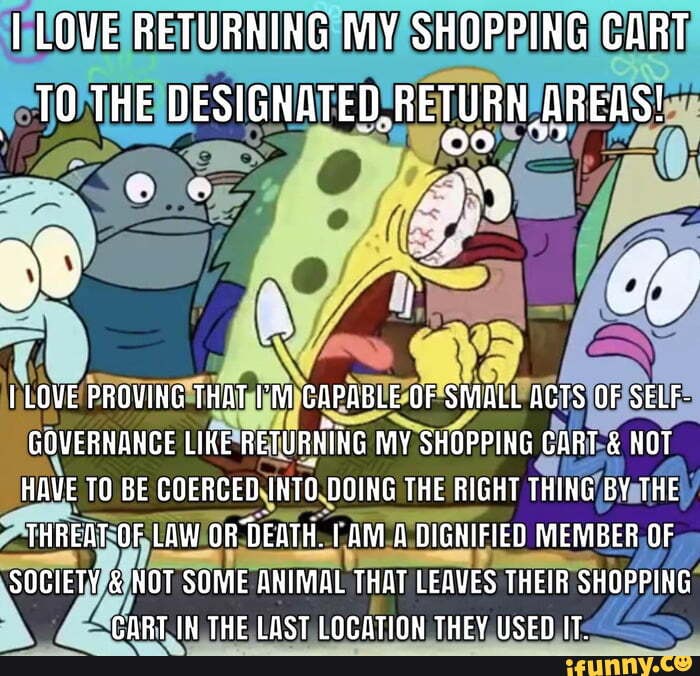 LOVE RETURNING MY SHOPPING CART TO THE DESIGNATED, RETURN AREAS! LOVE ...