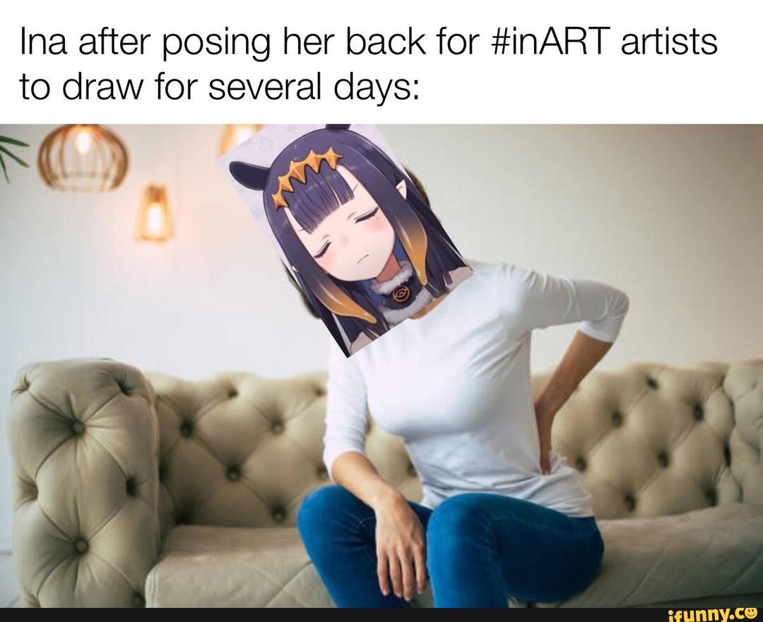 Ina after posing her back for #inART artists to draw for several days ...