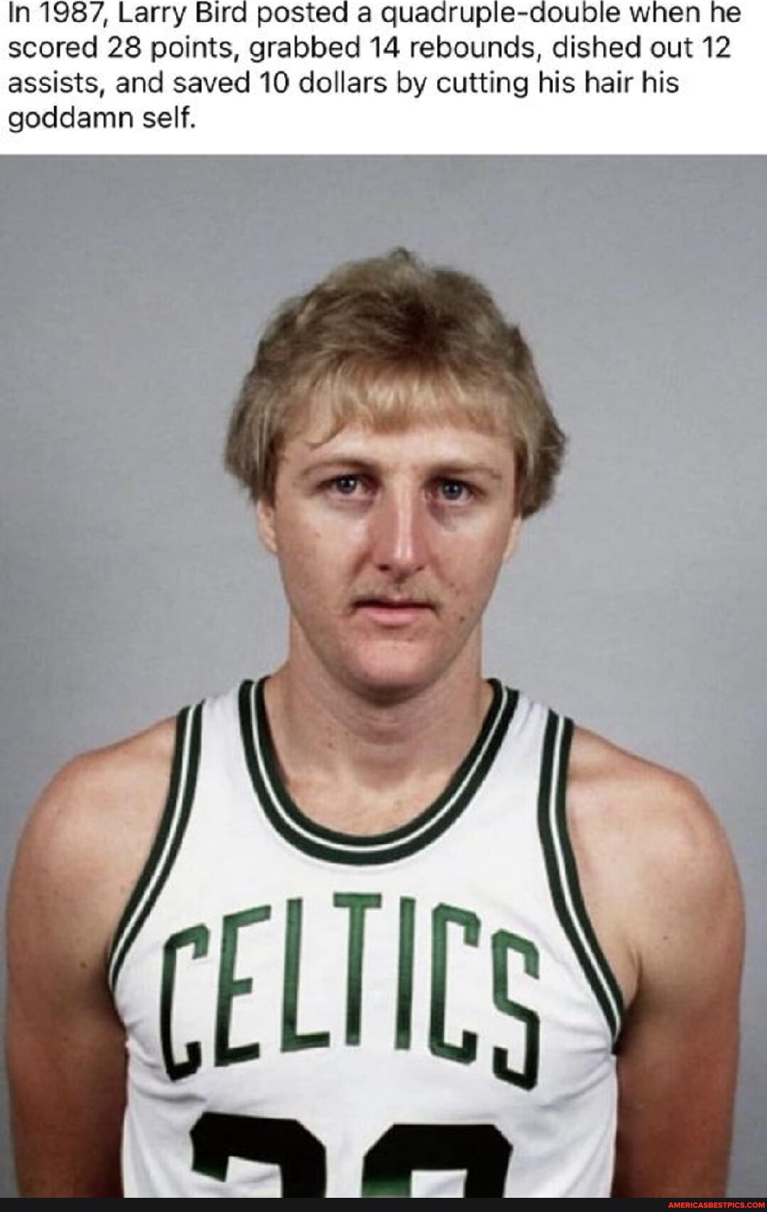 In 1987, Larry Bird posted a quadruple-double when he scored 28 points ...