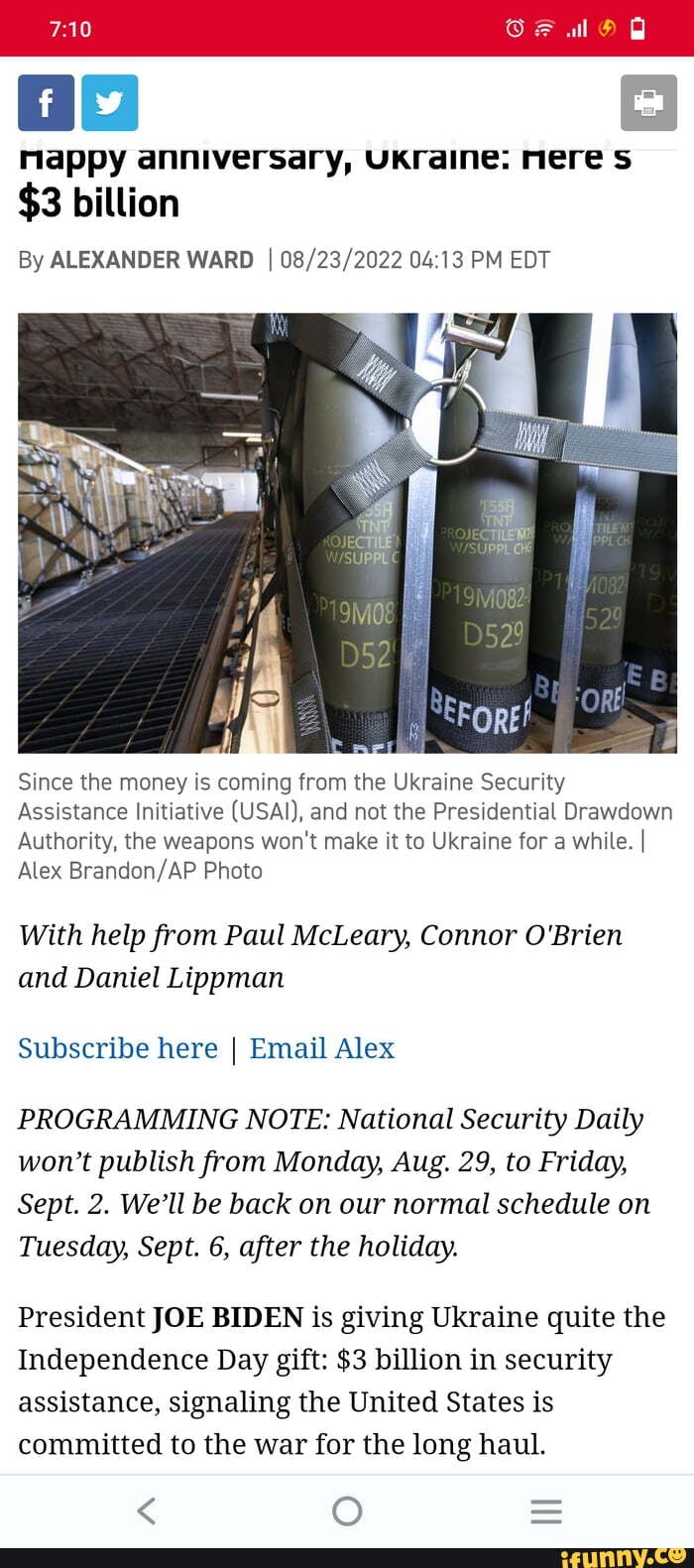 OF nappy anniversary, UKraine. meres $3 billion By ALEXANDER WARD I 04 ...