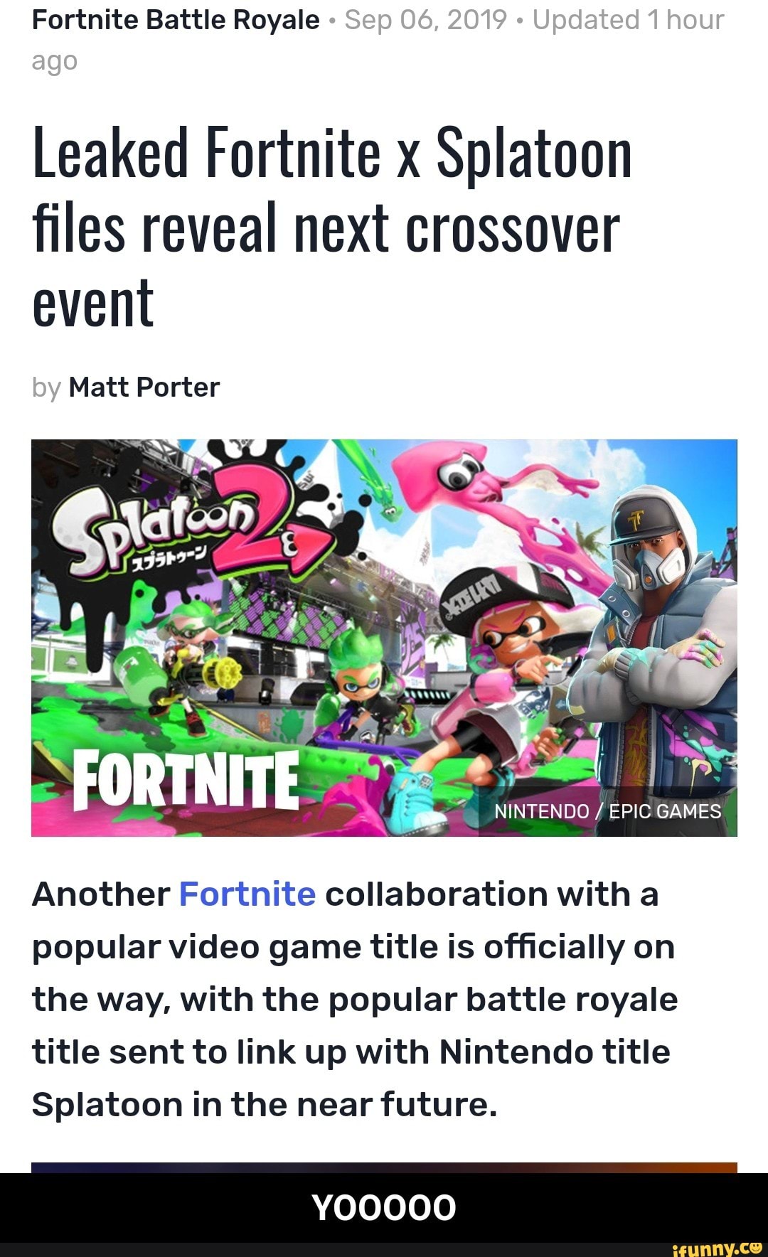 Fortnite Battle Royale Leaked Fortnite x Splatoon ﬁles reveal next ...
