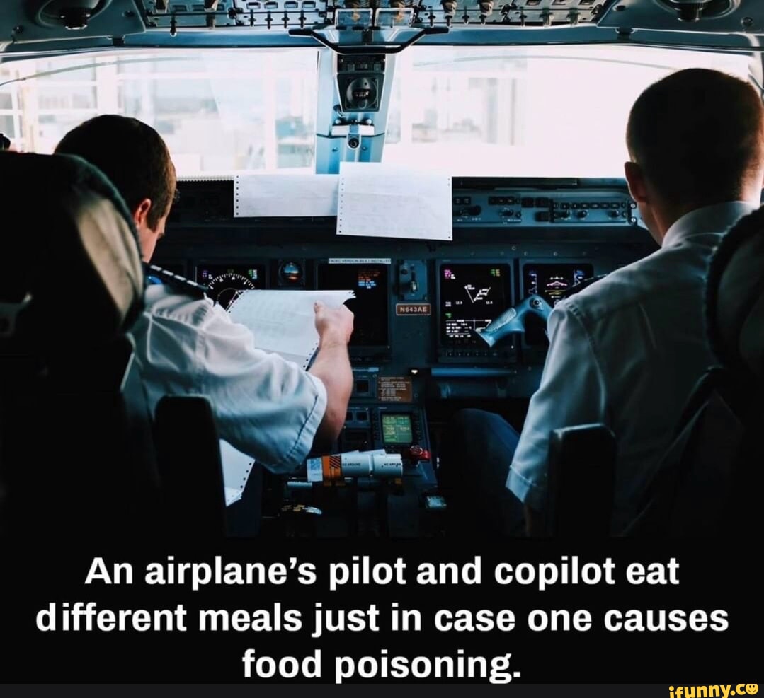 An airplane's pilot and copilot eat different meals just in case one ...