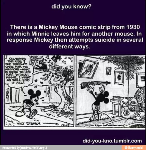 There is a Mickey Mouse comic strip from 1930 in which Minnie leaves ...