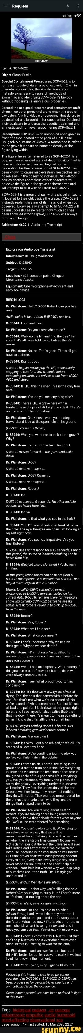 Requiem Item ScP-4622 Object Class: Euclid Special Containment ...