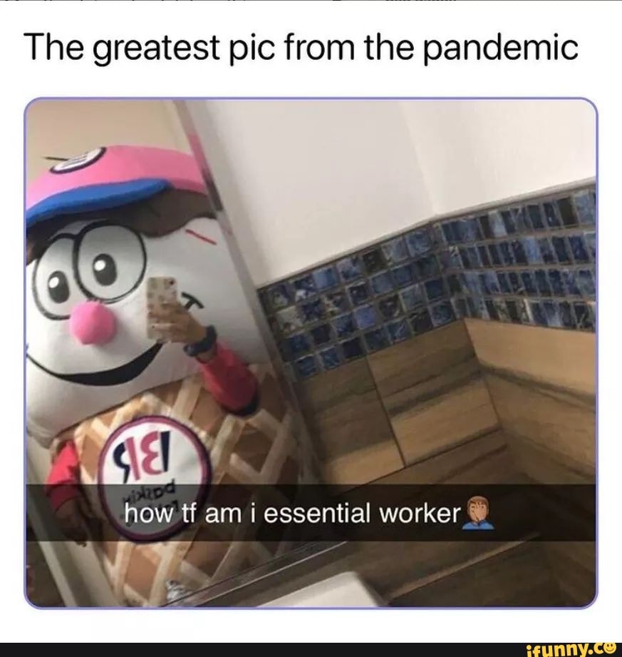 The greatest pic from the pandemic how. tf am i essential worker - iFunny