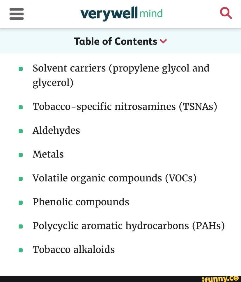 Verywell mind Q Table of Contents v Solvent carriers (propylene glycol ...