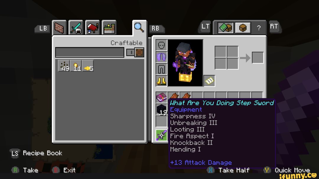 LS Recipe Book Take Exit Crattable 49 Equipment Sharpness IV Unbreaking ...