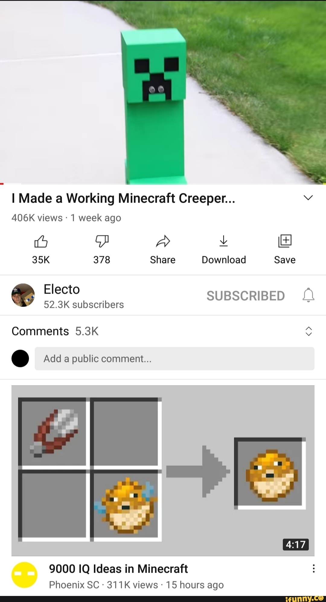 I Made A Working Minecraft Creeper 406k Views 1 Week Ago Op A V 378