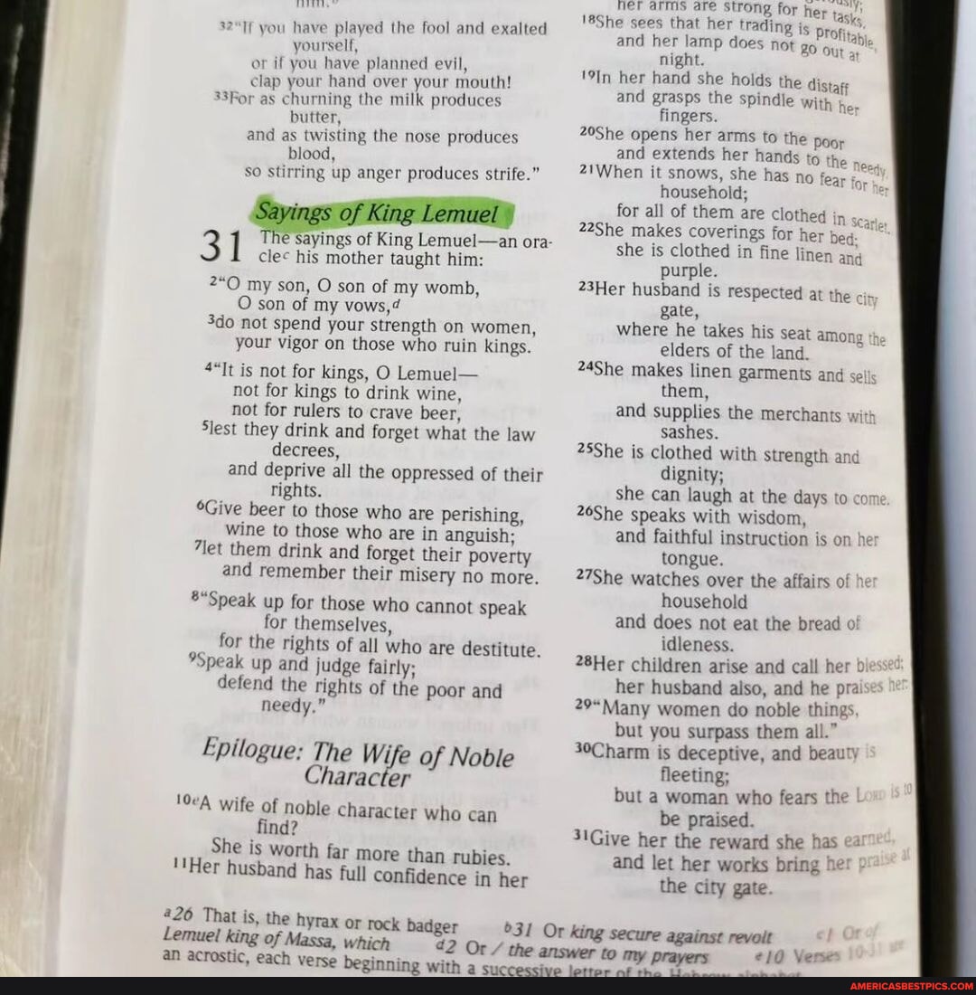 Proverbs The sayings of King Lemuel FOLLOW US seaofmudapparelco media politics seaofmudapparel ...