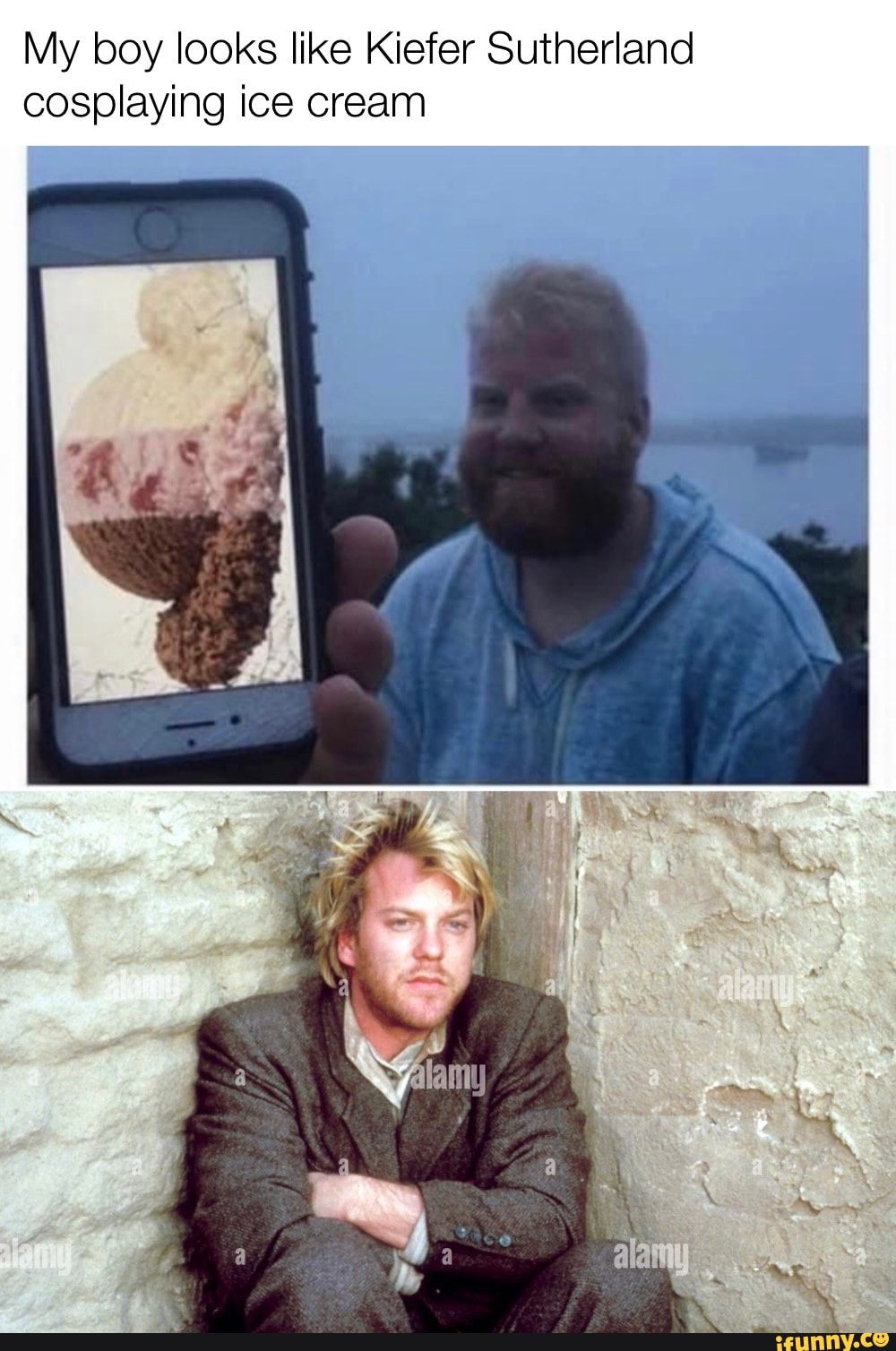My boy looks like Kiefer Sutherland cosplaying ice cream - iFunny