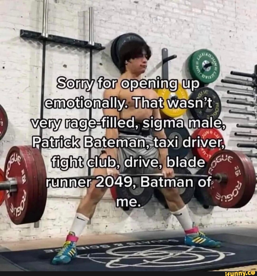 Sorry for opening up emotionally. That wasn't very rage-filled, sigma ...