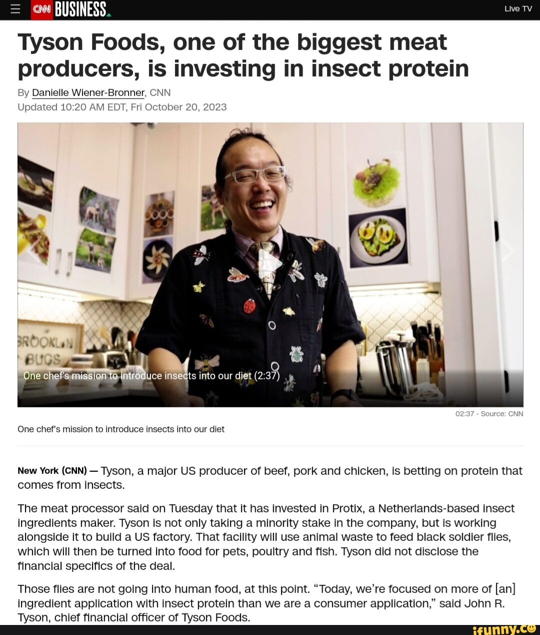 Tyson Foods, one of the biggest meat producers, is investing in insect ...