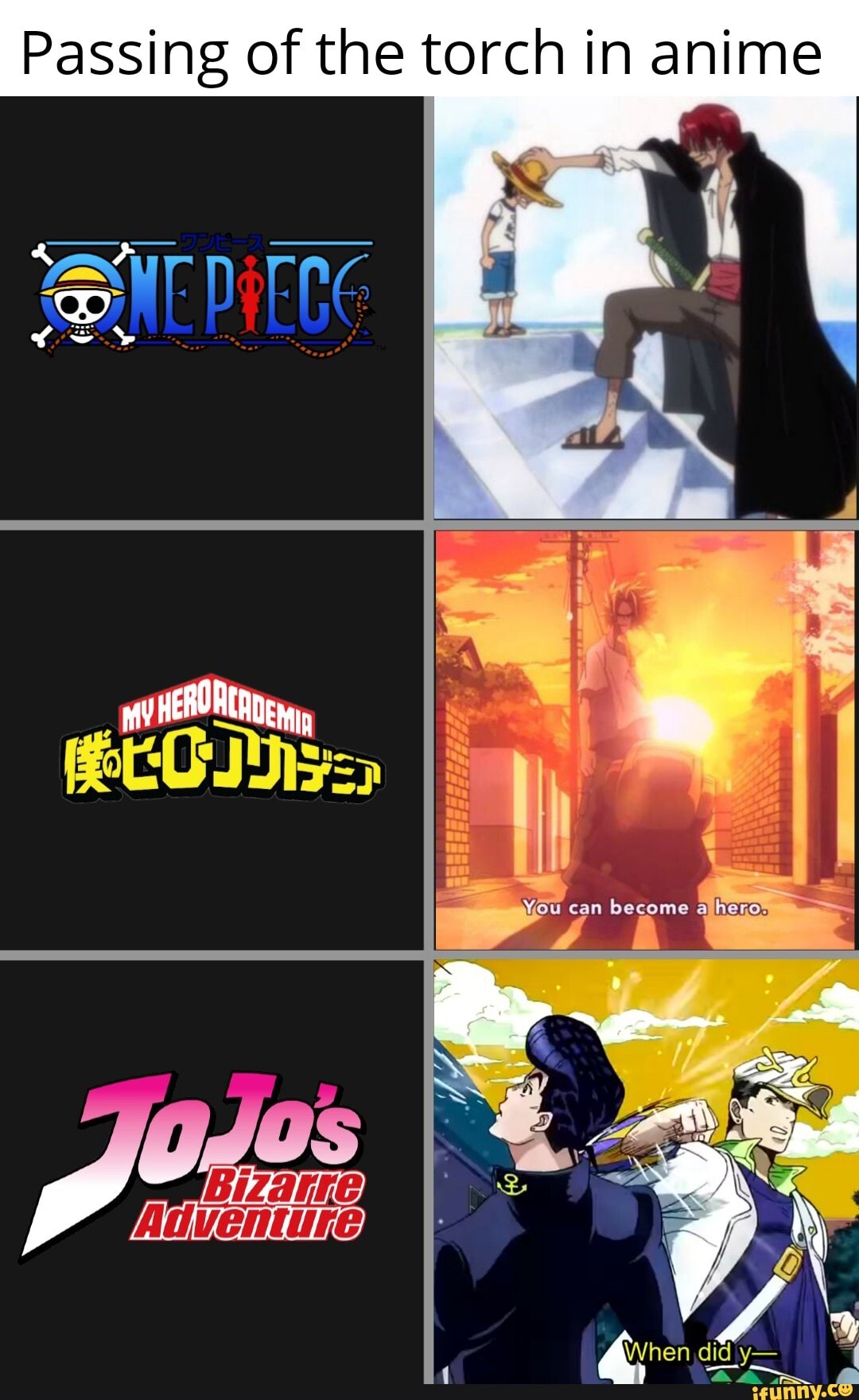 Passing of the torch in anime - iFunny
