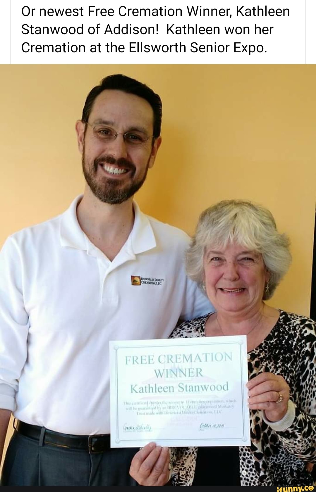 Or newest Free Cremation Winner, Kathleen Stanwood of Addison! Kathleen ...