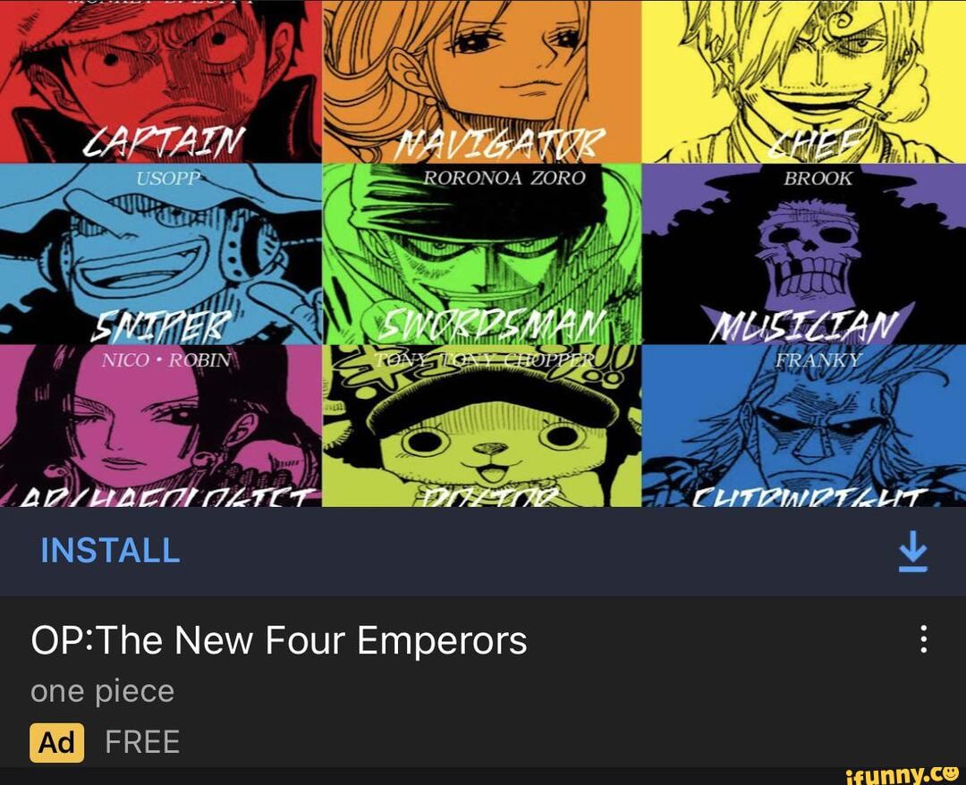 INSTALL New Four Emperors one piece FREE WAVIGATUR RORONOA ZORO BROOK ...