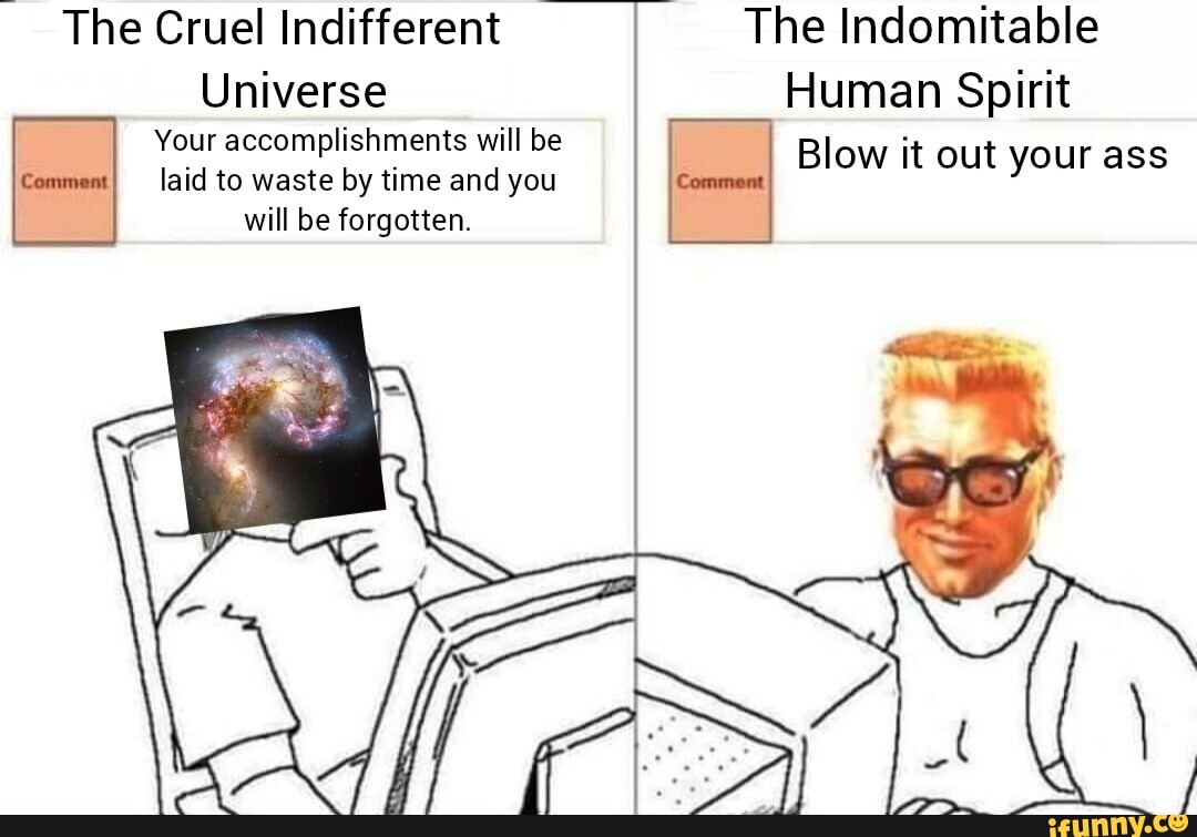 The Cruel Indifferent Universe Your accomplishments will be laid to ...