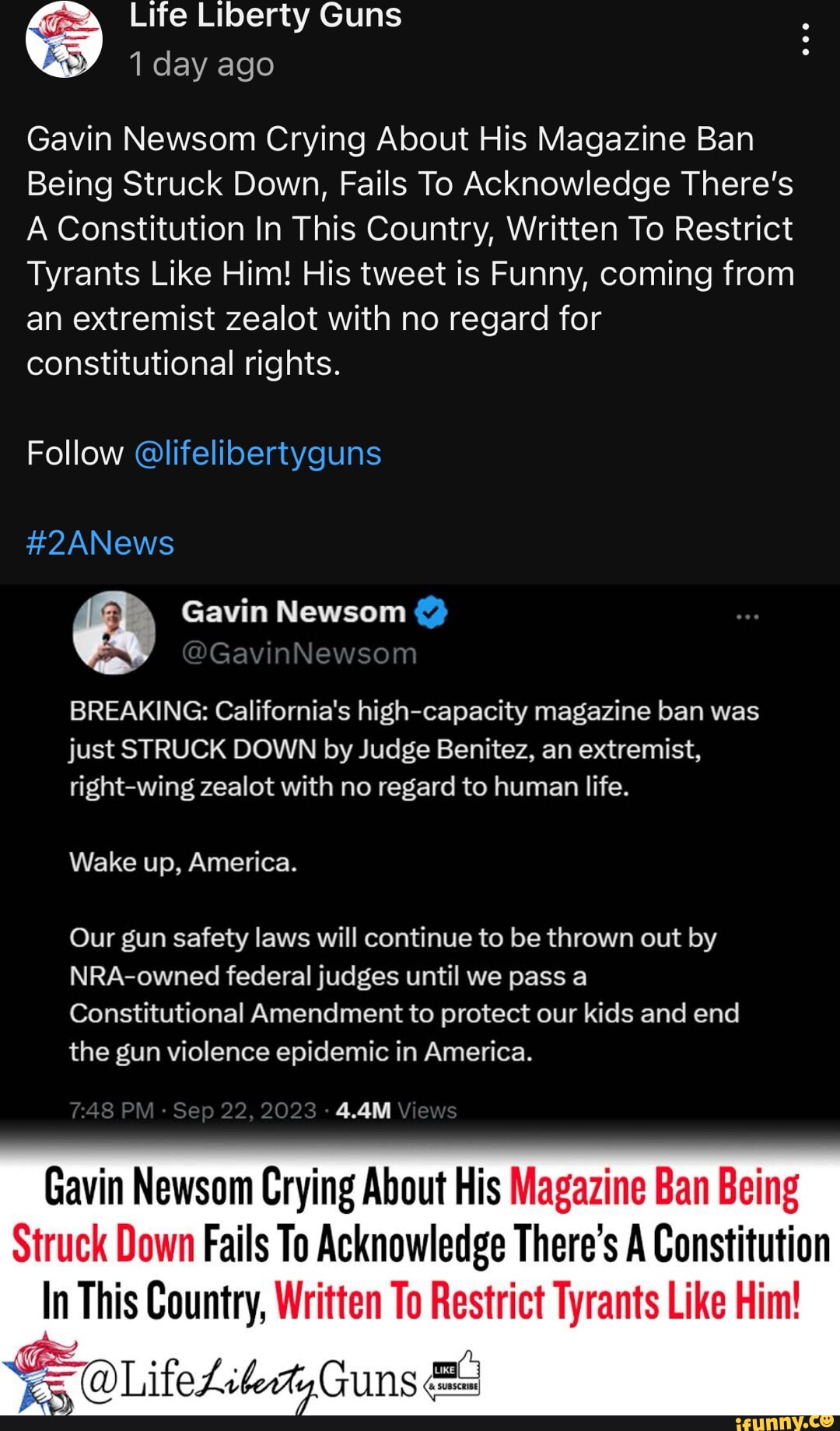 Life Liberty Guns 1 day ago Gavin Newsom Crying About His Magazine Ban ...