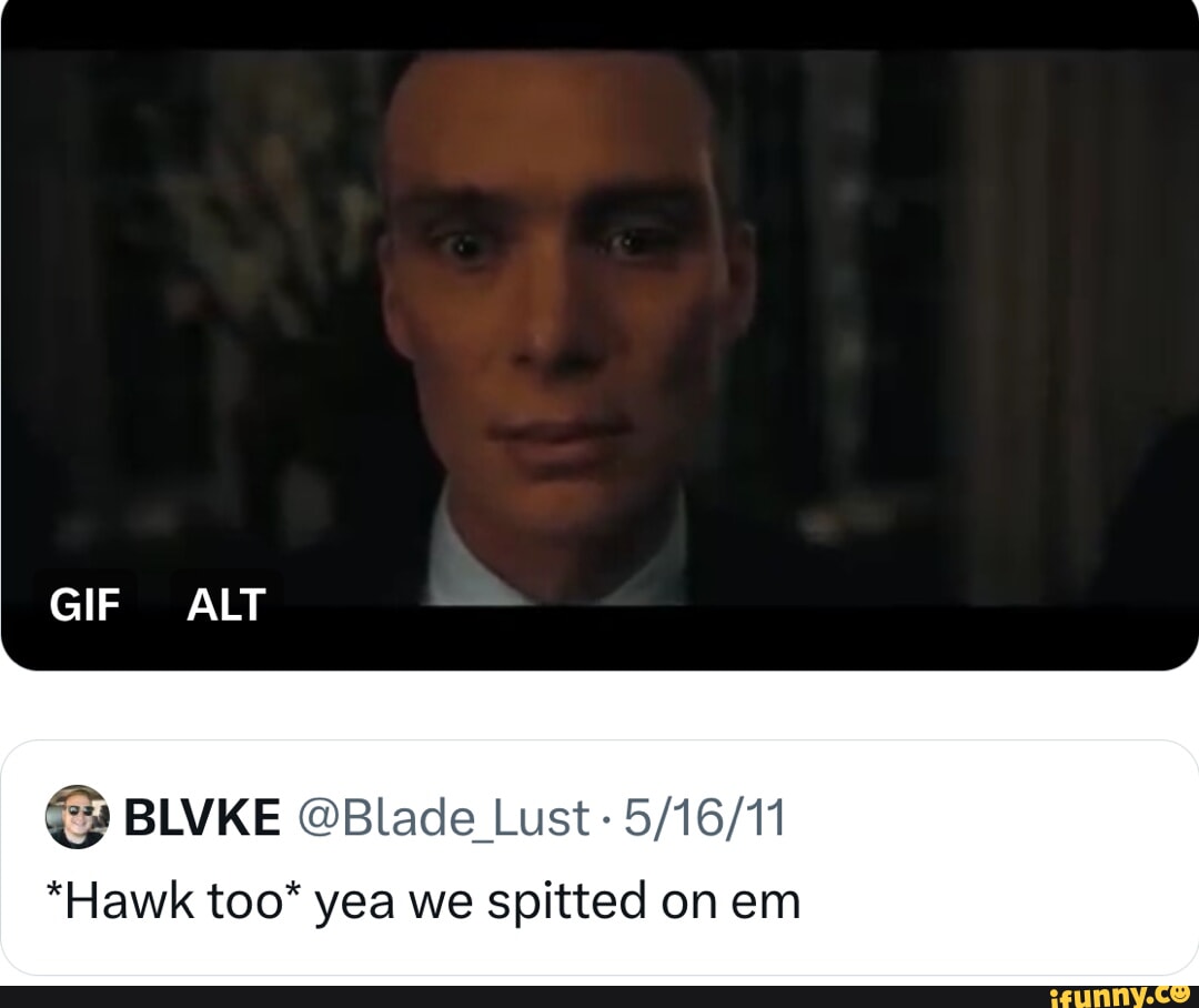 GIF ALT @ BLVKE @Blade Lust *Hawk too* yea we spitted on em - iFunny