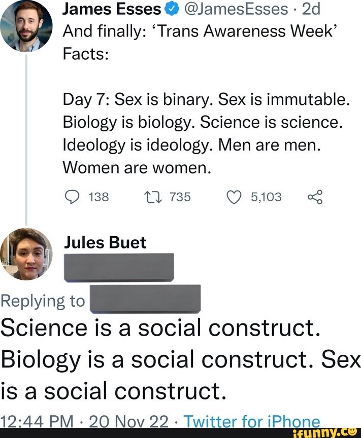 James Esses @ @JamesEsses And finally: 'Trans Awareness Week' Facts ...