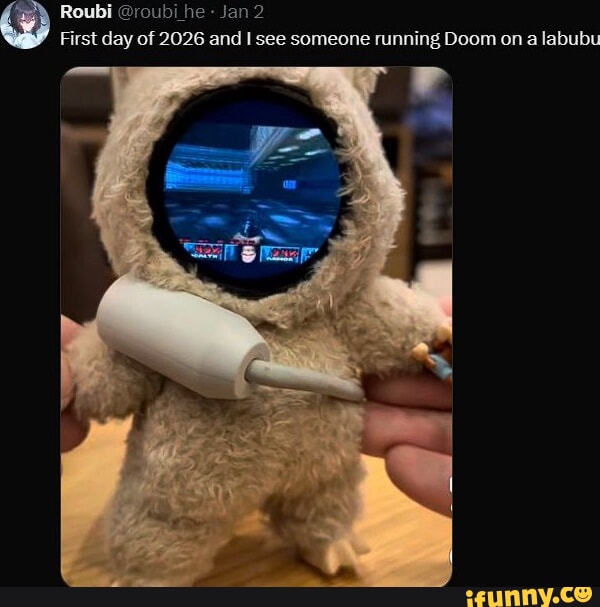 Roubi @roubi he Jan 2 First day of 2026 and I see someone running Doom ...