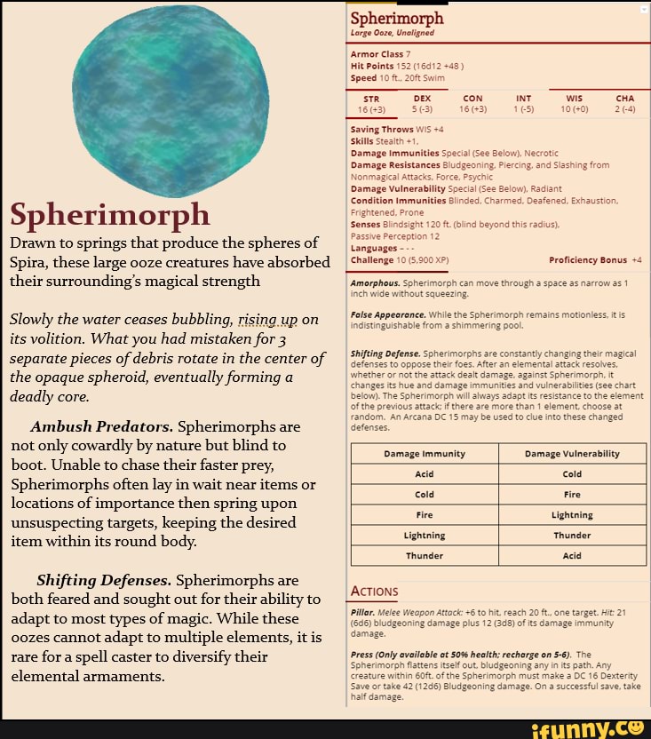 Free to use 5e Homebrew of the Spherimorph from FFX. Created in tandem ...