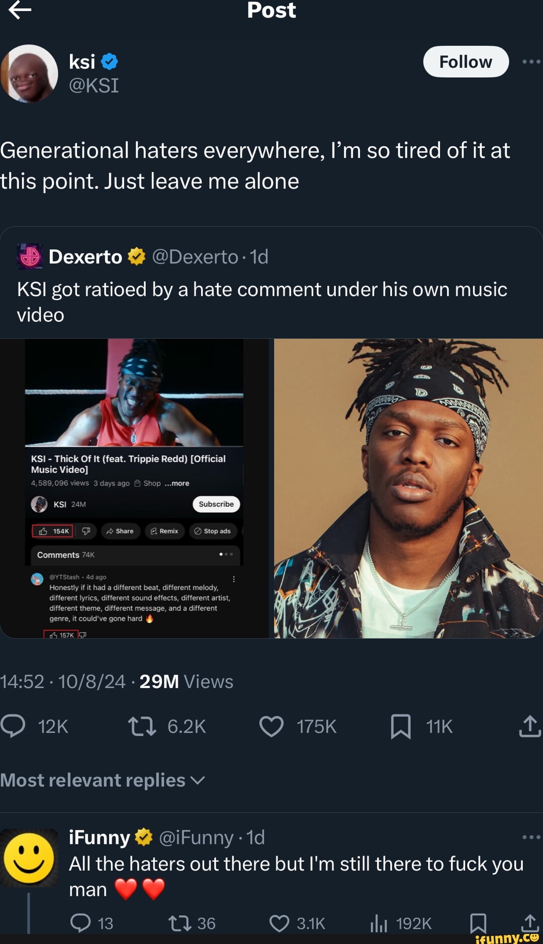 Post ksi @ = @KSI Follow Generational haters everywhere, I'm so tired ...