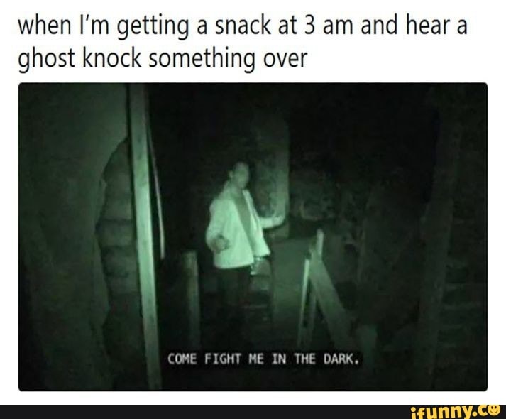 When I'm getting a snack at 3 am and hear a ghost knock something over ...