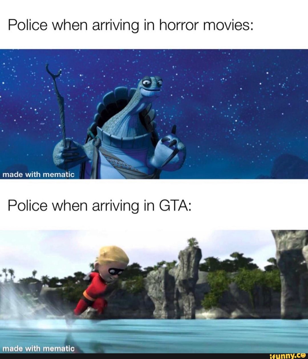 Police when arriving in horror movies: mematic - iFunny