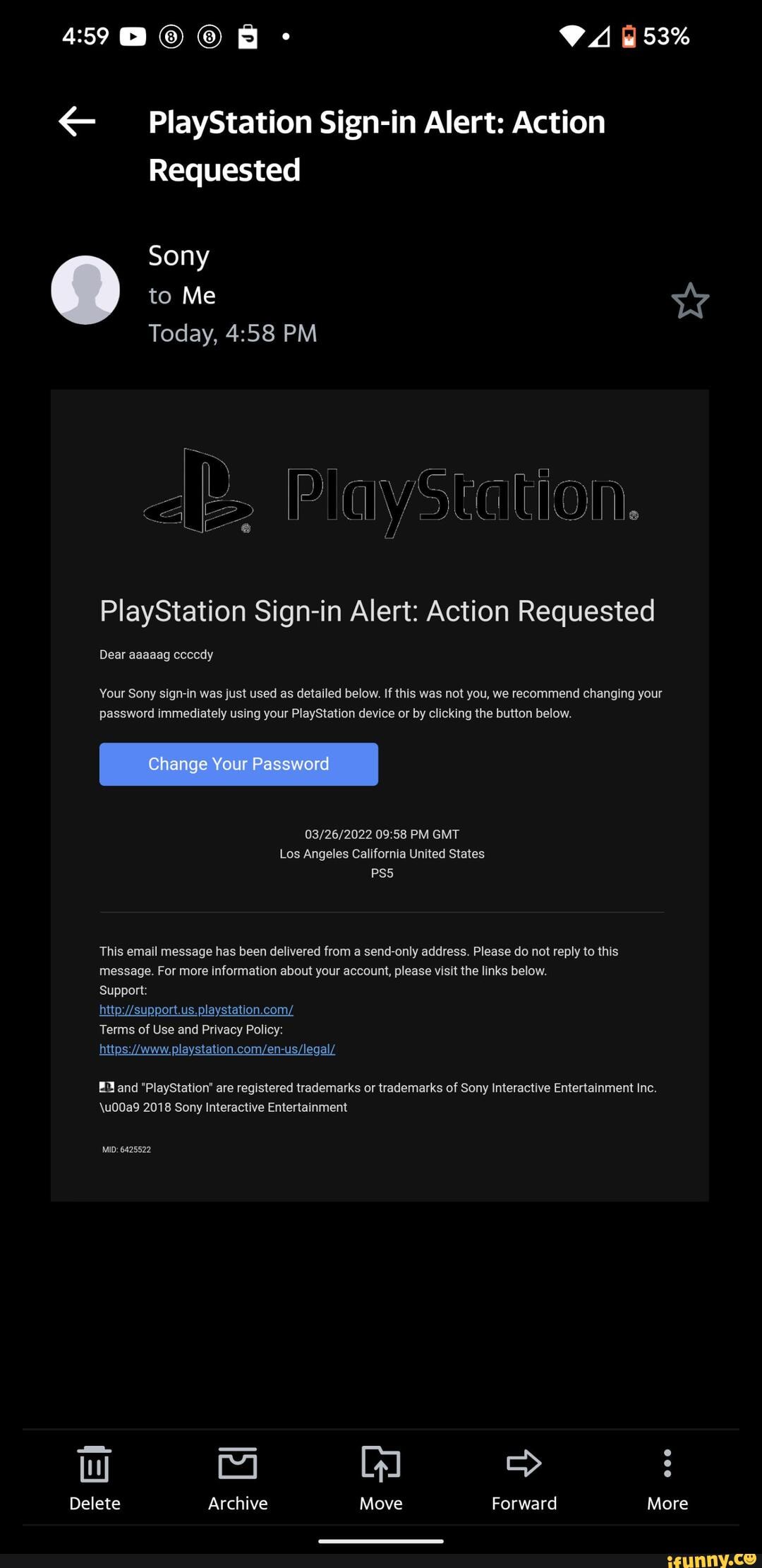53% PlayStation Sign-in Alert: Action Requested Sony to Me Today, PM ...