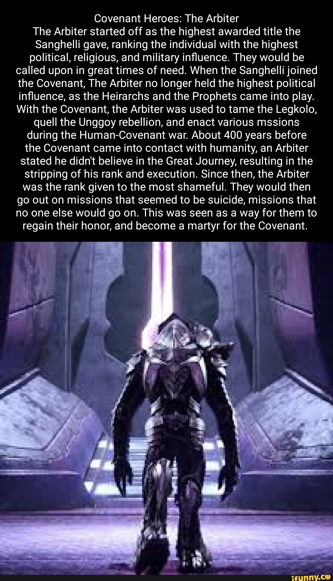 Covenant Heroes: The Arbiter The Arbiter started off as the highest ...