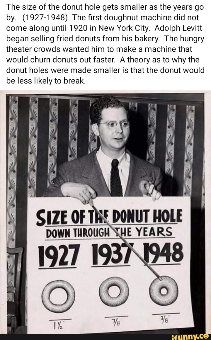 The size of the donut hole gets smaller as the years go by. (1927-1948 ...