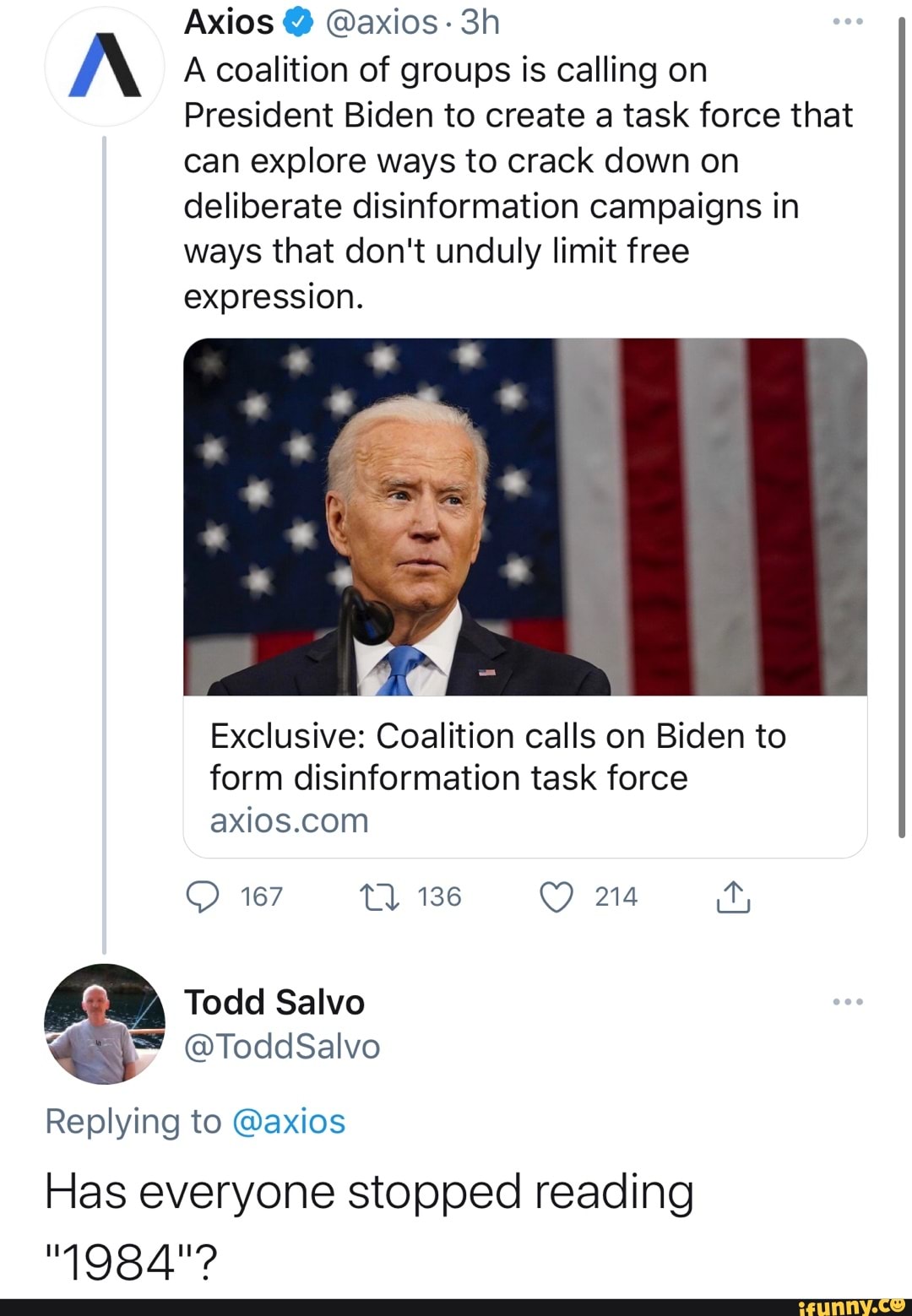 Axios @ @axios-3h A coalition of groups is calling on President Biden ...