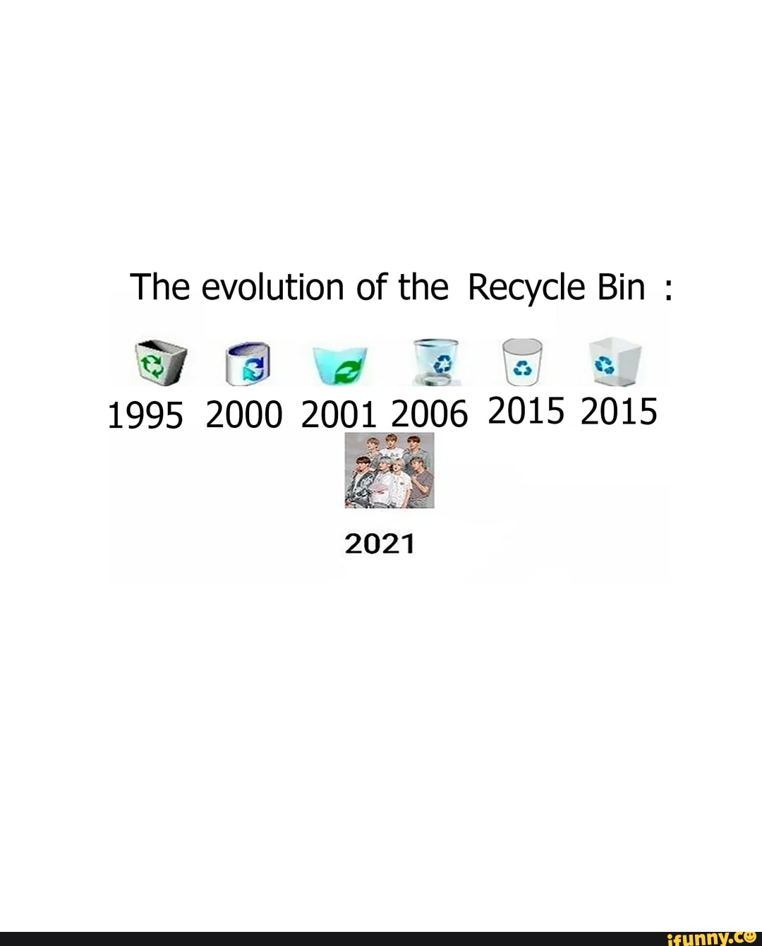 The evolution of the Recycle Bin : 1995 2000 2001 2006 2015 2015 2021 ...