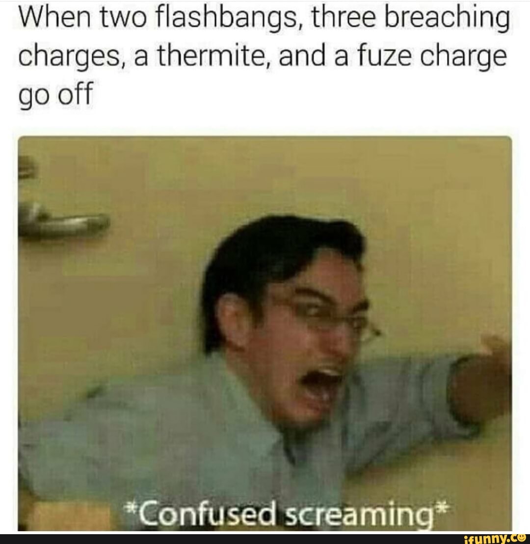 When two flashbangs, three breaching charges, a thermite, and a fuze ...