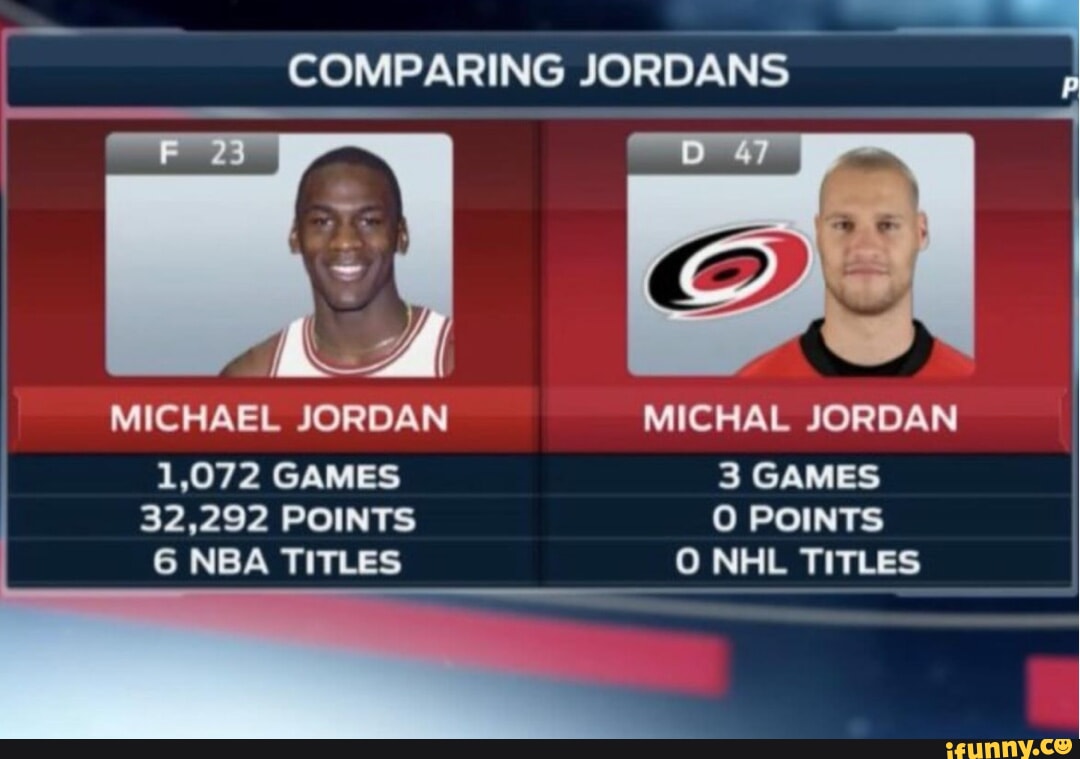 COMPARING JORDANS MICHAEL JORDAN MICHAL JORDAN 1,072 GAMES 3 GAMES ...