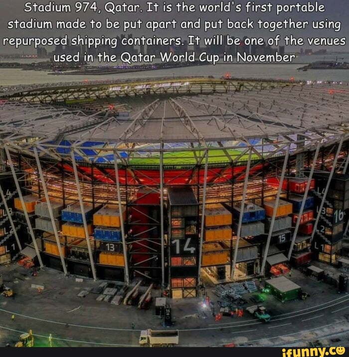 Stadium 974, Qatar. It is the world's first portable back siadium made ...